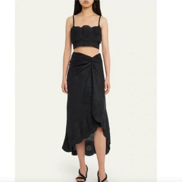 A.L.C. | Skirts | Alc Heather Linen Eyelet Twist Midi Skirt | Poshmark